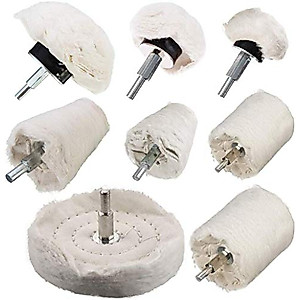 ANAHAF Buffing Wheel for Drill - 8 Pcs Polishing Wheel Cone/Column/Mushroom/T-Shaped Wheel Polishing Kit with 1/4 Handle