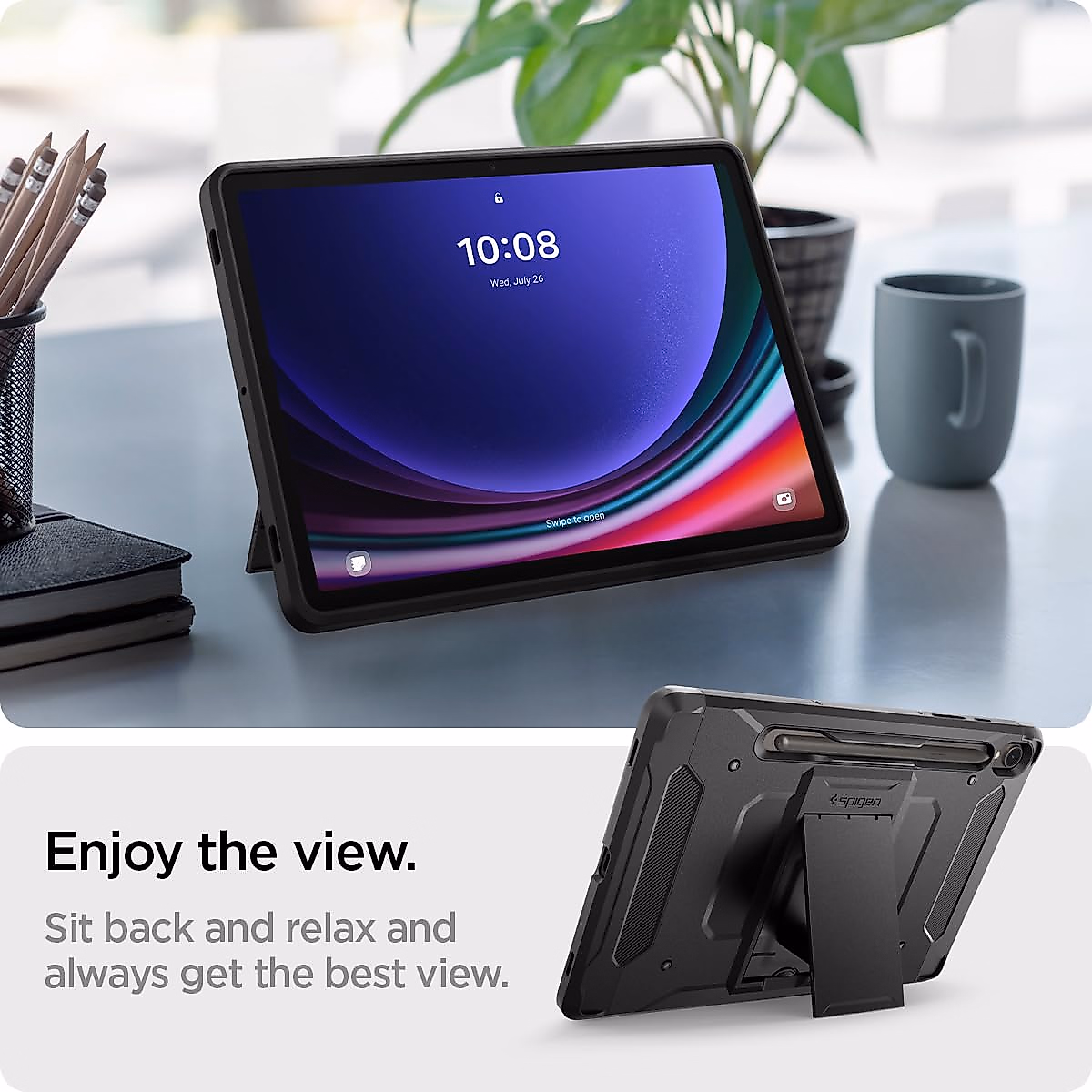 Spigen Tough Armor Pro Designed for Samsung Galaxy Tab S9 Case 11 Inch 2023 (SM-X71) Premium Shockproof Protective Hard Shell Case with Kickstand and S Pen Holder - Black
