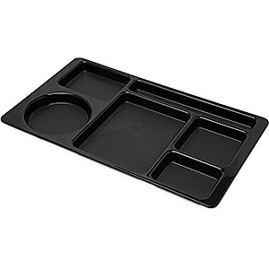 Carlisle FoodService Products 61503-E Rectangular Tray w/ (6) Compartments, 15" x 8.75", Plastic, Black