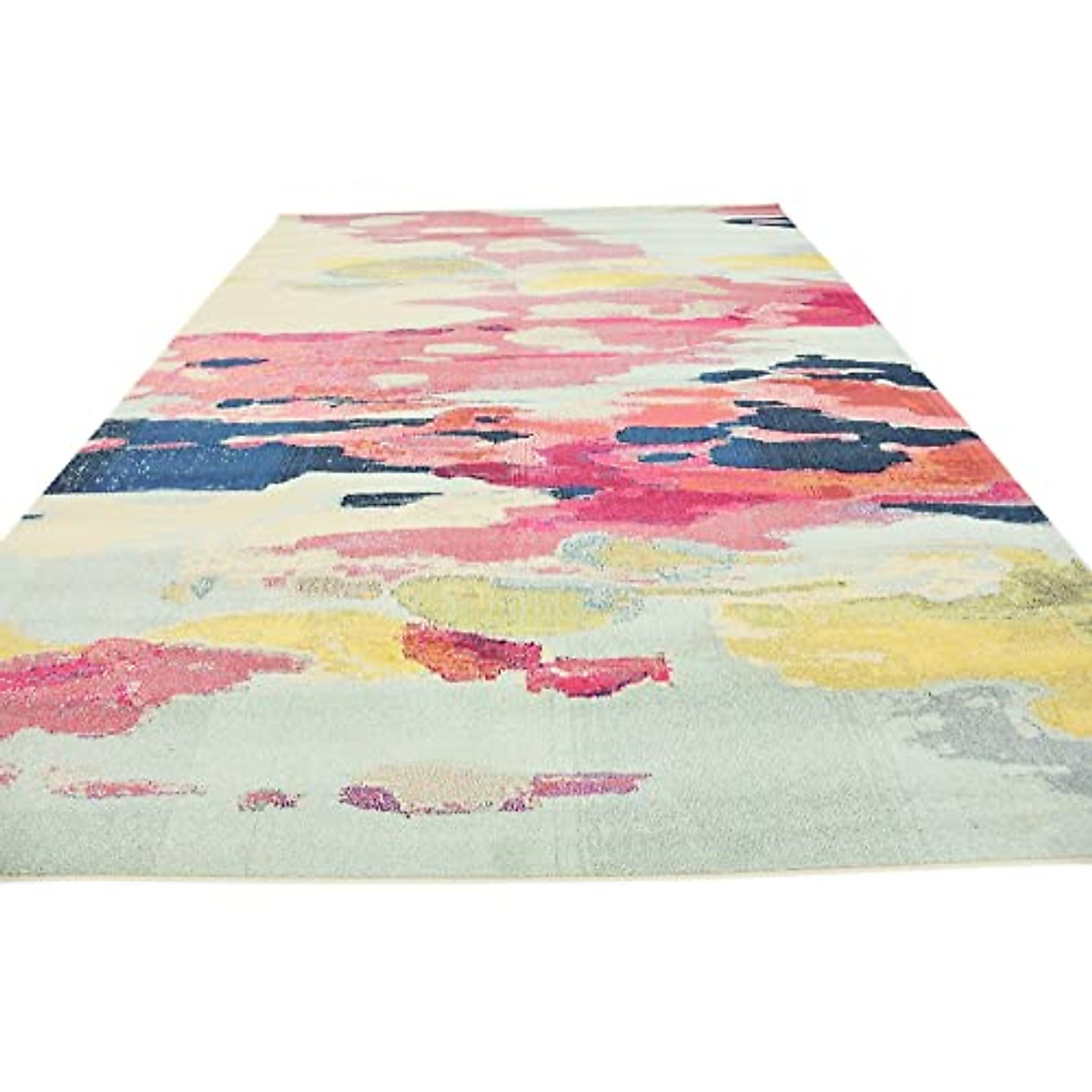 Unique Loom Estrella Collection Light Colors, Abstract, Modern, Vibrant Area Rug, 5 ft x 8 ft, Pink/Ivory