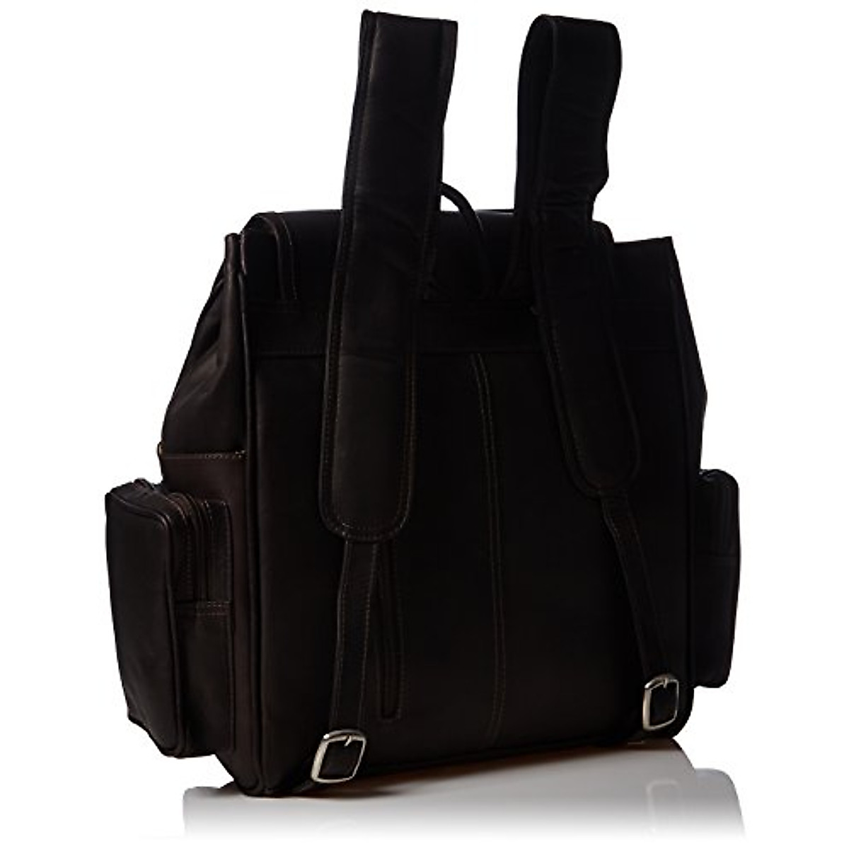 Piel Leather Double Loop Flap-Over Laptop Backpack, Chocolate, One Size