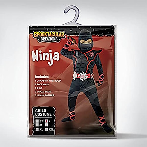 Spooktacular Creations Halloween Ninja Costume, Black Ninja Costume Kids, Ninja Accessories Costume Set, Ninja Suit, Halloween Costumes for Boys DressUp and RolePaly Party (Small (5-7 yrs))