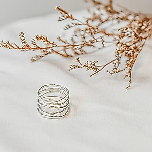 AeraVida Wide Five Band Coil Wrap .925 Sterling Silver Ring | Adjustable Coil Wire Wrap Silver Ring | Sterling Silver Band Ring | 925 Sterling Silver Adjustable Ring | Sterling Silver Rings Sizes (12)