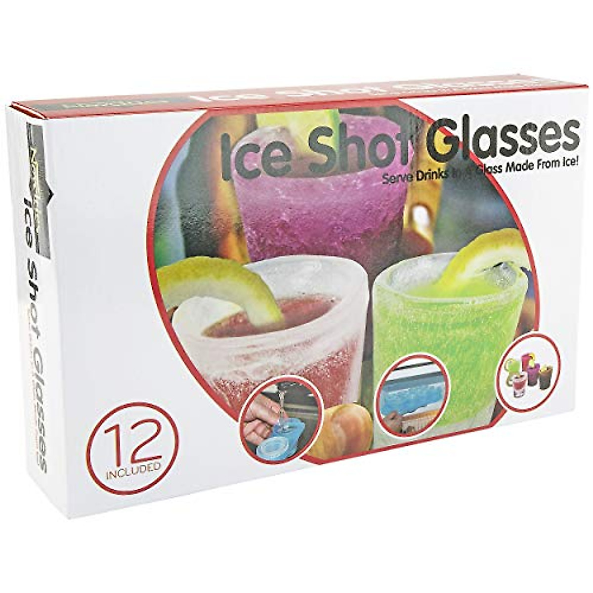 Fairly Odd Novelties 12pc Set-Add Water & Freeze to Make Ice Shot Glasses-Includes Serving Tray, One Size, Blue,FON-10051