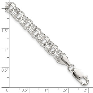 925 Sterling Silver Polished 7.25mm Triple Rolo Charm Bracelet Jewelry for Women