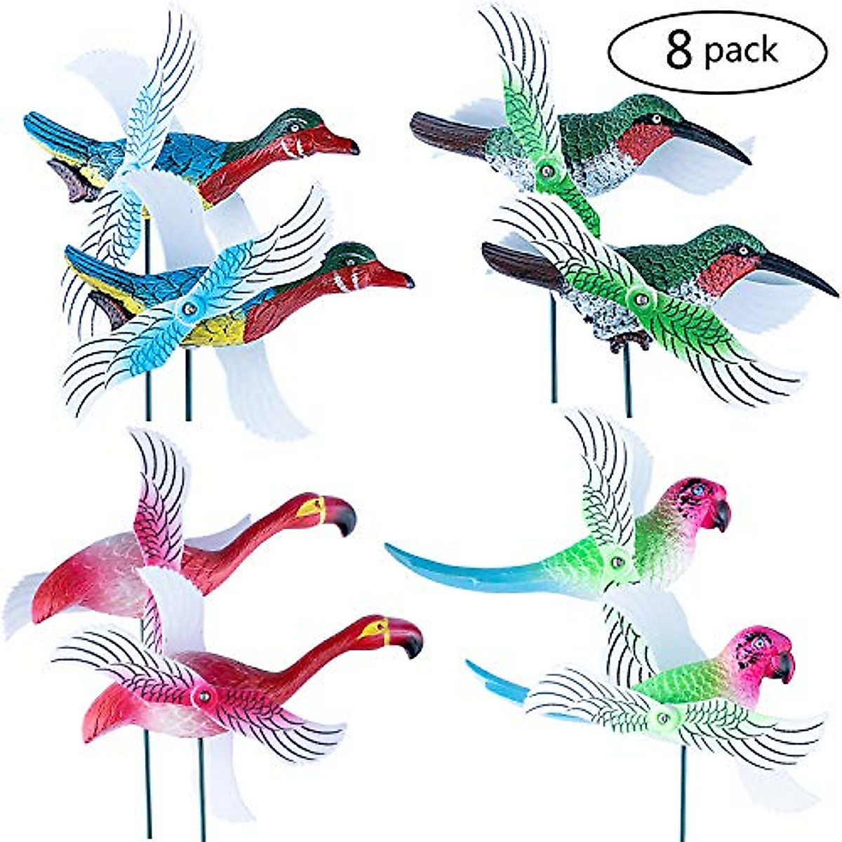 Wind Spinners Pinwheels Whirlygigs Hummingbird Lawn Garden Stakes Bird Decorations Cardinal Outdoor Decorative Yard Decor Patio Accessories Windmills Ornaments Plastic Art Christmas Whimsical Gifts