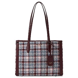 Kate Spade New York Market Tweed Fabric Medium Tote Dark Merlot Multi One Size