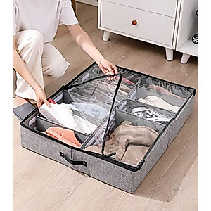DODOLOOK Set of 2, Fits 24 Pairs Total - Underbed Storage Solution, Cloth Storage,Firm Structure, Clear Cover - 2 Pack Under Bed Shoe Storage Organizer