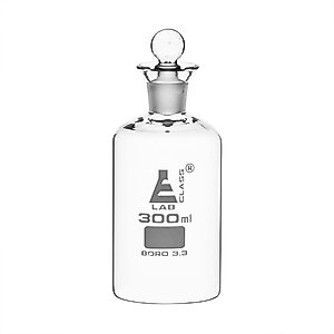 EISCO BOD Bottle, 300ml - Interchangeable Glass Pennyhead Stopper - Borosilicate Glass