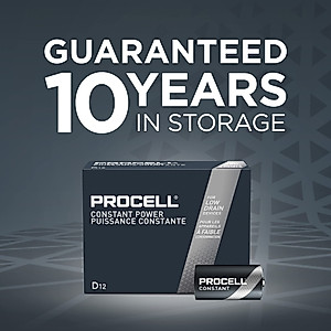PROCELL Constant D Cell Long-Lasting Alkaline Batteries (72 Pack), 10-Year Shelf Life, Bulk Value Pack for Consistent Moderate Drain Professional Devices