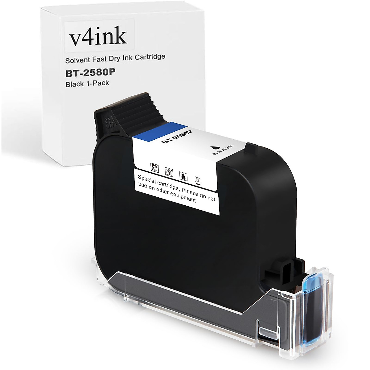 v4ink BT-2580P BENTSAI Original Solvent Fast Dry Ink Cartridge Replacement for BENTSAI Handheld Inkjet Printer BT-HH6105B2, BT-HH6105B3, B10