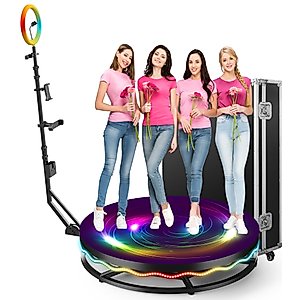 360 Photo Booth Machine for Parties Free Custom Logo with Ring Light Stand on Remote Control Automatic Slow Motion 360 Spin Photo Camera Booth