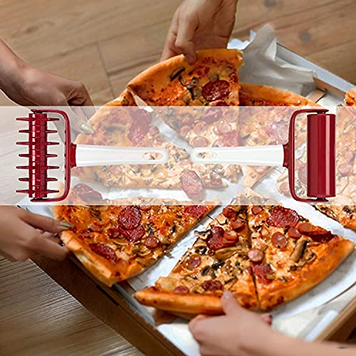 2 Pieces Pizza Dough Roller and Docker Set Pastry Pizza Pie Roller Rolling Pins and Time-Saver Pizza Dough Docker(Docker+Roller)