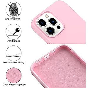 Amytor Designed for iPhone 14 Pro Max Case, Silicone Ultra Slim Shockproof Phone Case with Soft Anti-Scratch Microfiber Lining, [Enhanced Camera Protection] 6.7 inch (Pink)