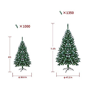 Artificial Christmas Tree Xmas Pine Tree, Automatic Open, Hinged Flocked with Metal Stand for Holiday Home Party Decoration(7.5FT, AUTO-Green)