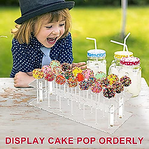 YestBuy Cake Pop Display Stand, 21 Hole Cake Pop Holder, 2 Pack Clear Acrylic Lollipop Holder for Weddings, Birthday Parties, Anniversaries Gift, Halloween, Christmas Candy Decorative