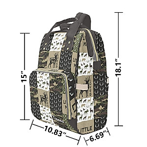 XOZOTY Antler Man Woodland Camo Diaper Bags with Name Waterproof Mummy Backpack Nappy Nursing Baby Bags Gifts Tote Bag for Women