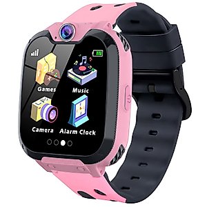 Smartwatch for Kids-Kids Smart Watch with Clock Phone for Girls Boys HD Touchscreen with Call SOS Music Player Games Camera Calculator Alarm Clock Smart Watch Birthday Gifts for Kids Age 4-12 PINK