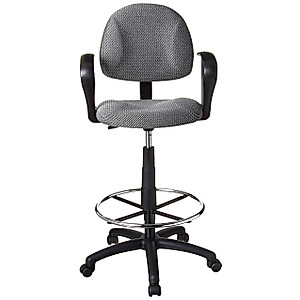 Boss Office Products B1617-GY Ergonomic Works Drafting Chair with Loop Arms in Grey