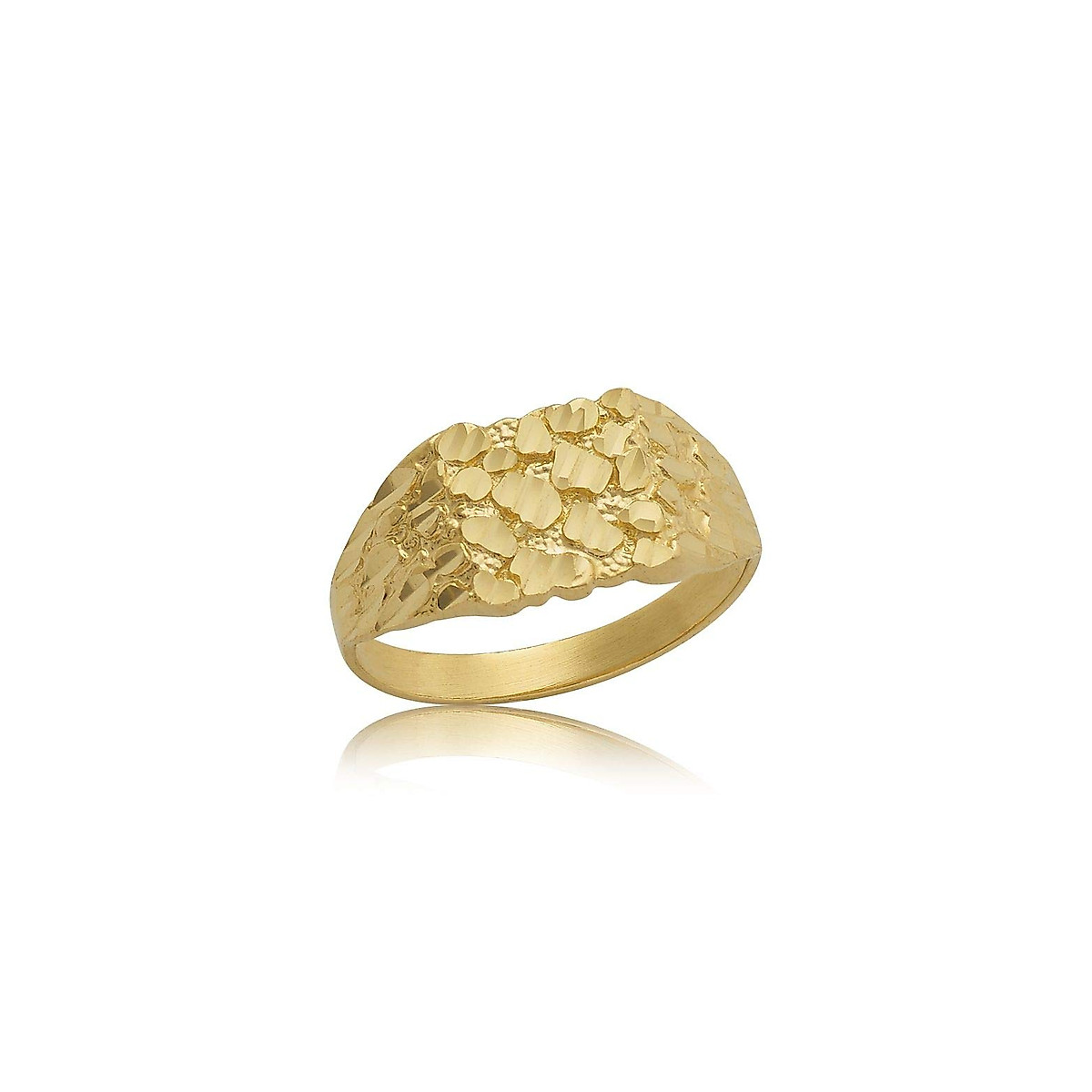 LoveBling 10K Yellow Gold Square Nugget Ring, Small (0.37" x 0.37") (12)