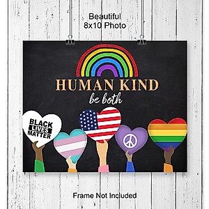 Hate Has No Home Here Flag Sign - African American Wall Art Home Decor - Black Lives Matter, LGBTQ Civil Rights Poster Home Room Decor - Gift for Queer, Gay, Bi, Lesbian, Latino, Liberal Democrats