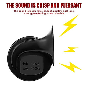 Super Loud Train Horns, Car Waterproof Durable Air Electric Snail Horn, 12V Raging Sound Air Horns Replacement Kit, Automotive Accessories Universal for Car, Motorcycle, Truck, Bike, Boat (Black)