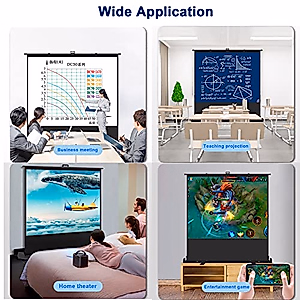lesolar 84 Inch Manual Pull up Projector Screen 4:3 4K HD Floor Standing Projector Screens Portable and Retractable Video Projection Screen Movie Screens for Indoor Outdoor Home Hotel School Office