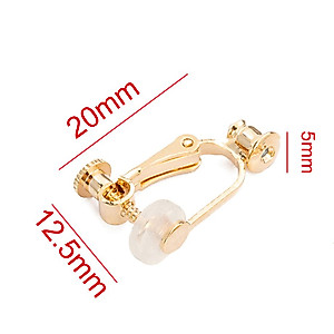 Golden Clip on Earring converters with Silicon Earring Pads, 16pcs Hypoallergenic Round Flat Back Tray Earring Clips Easy Open Loop DIY Earring Making for Women Men Girls Non-Pierced Ears