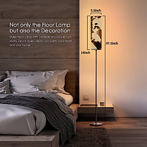 RZNTJHUINA Modern Standing Lamps Cow Skin Texture Country Farmhouse Floor Lamp Rustic Metal Pole Lamp with Linen Lampshade for Bedroom Living Room Office Nursery Reading Foot Switch Western Decor