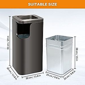 BEAMNOVA Stainless Steel Trash Can with Lid 13Gal Inside Barrel Black Premium Quality Commercial Waste Container Garbage Enclosure for Indoor Hotel Kitchen Home Patio, 30x30x61cm/11.8x11.8x24.0 in