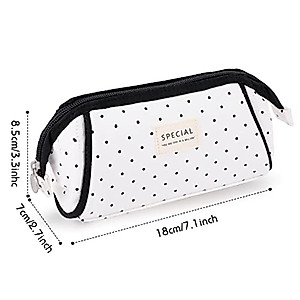 iSuperb Portable Pencil Case Large Capacity Trapezoid Shape Pencil Bag Canvas Zipper Stationery Organizer Storage Cosmetic Makeup Pouch for Women