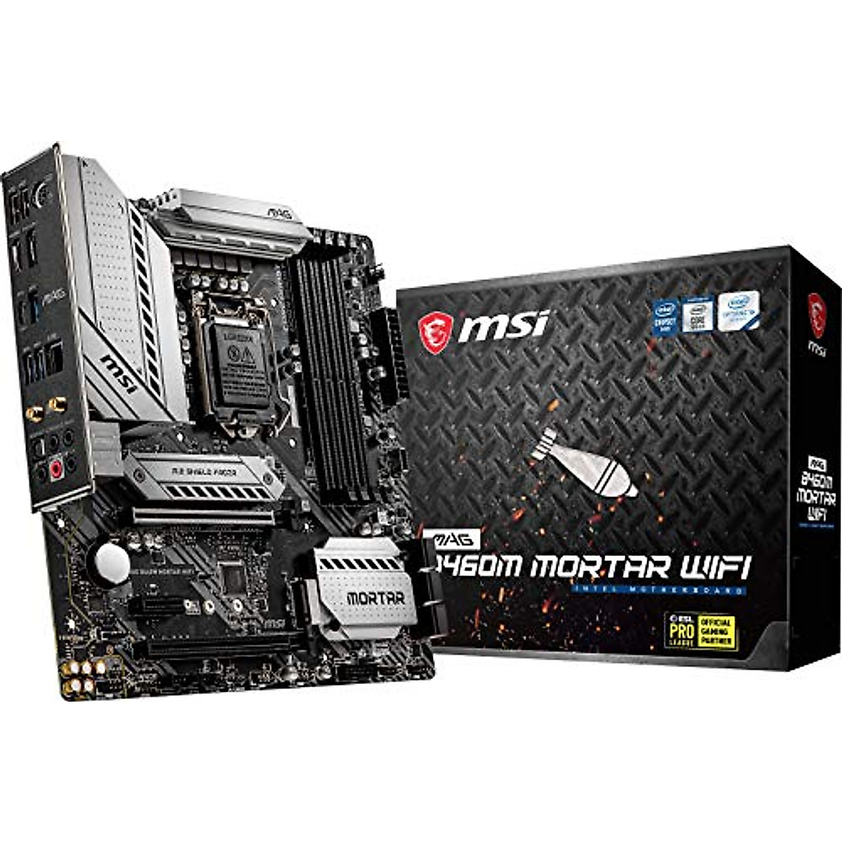 MSI MAG B460M Mortar WiFi Gaming Motherboard (mATX, 10th Gen Intel Core, LGA 1200 Socket, DDR4, CFX, Dual M.2 Slots, USB 3.2 Gen 1, 2.5G LAN, DP/HDMI, Wi-Fi 6 Pre-Certified)