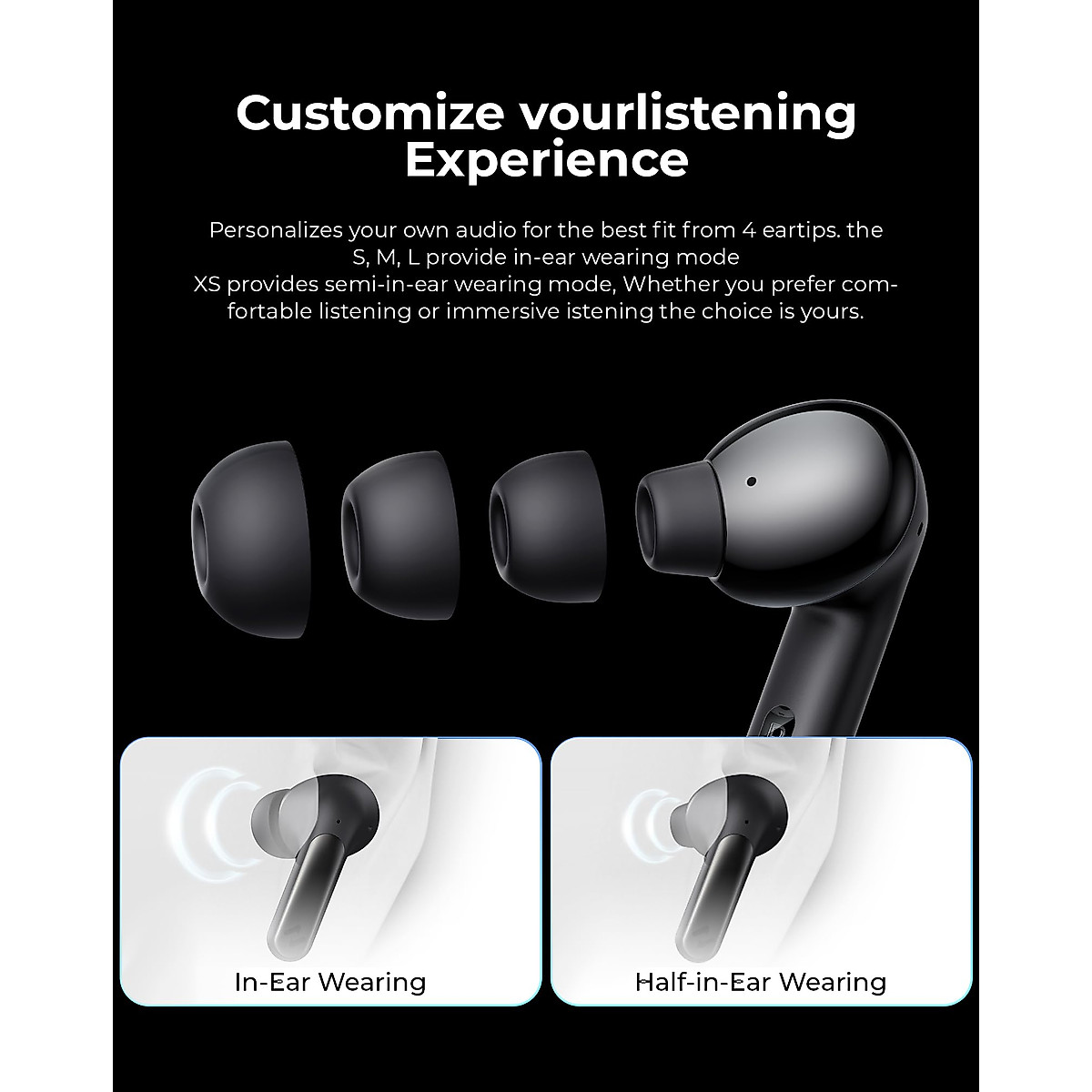 havit Wireless Earbuds Noise Cancelling, Bluetooth 5.4 Headphones with 4 ENC Noise Cancelling Mic, 40H Playtime, in-Ear Bluetooth Ear Buds 7 Preset EQs via App LED Display