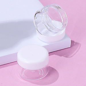 24 Pcs 15ml/0.5oz​ Cosmetic Jars with Lids,Plastic Jars Round Clear Cosmetic Container Jars with White Lids, Plastic Slime Jars for Beauty Product, Lotion, Cream, Travel Storage (White Lid)