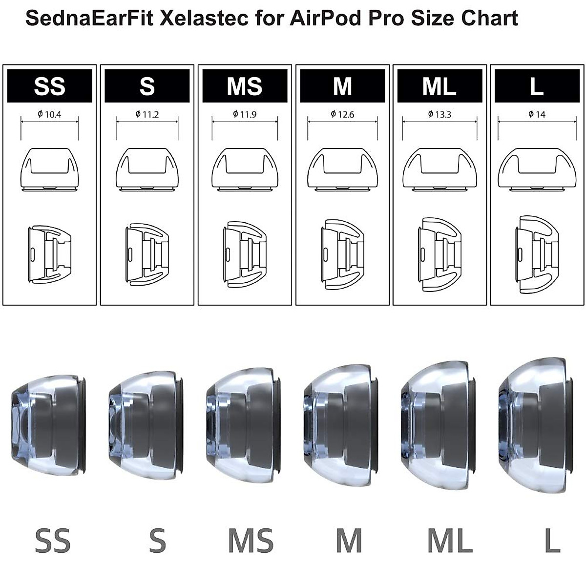 AZLA XELASTEC for Airpods Pro 1st & 2nd Gen (M) – Airpod Pro Ear Tip Replacement – Airpod Pro Tips with Premium Silicone, Airpod Pro Tips, Airpod Ear Tips