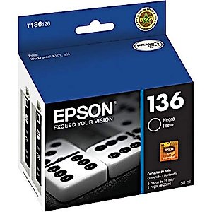 Epson Box of 2 Genuine 136 Black Ink Cartridges Workforce K101, K301. Exp.