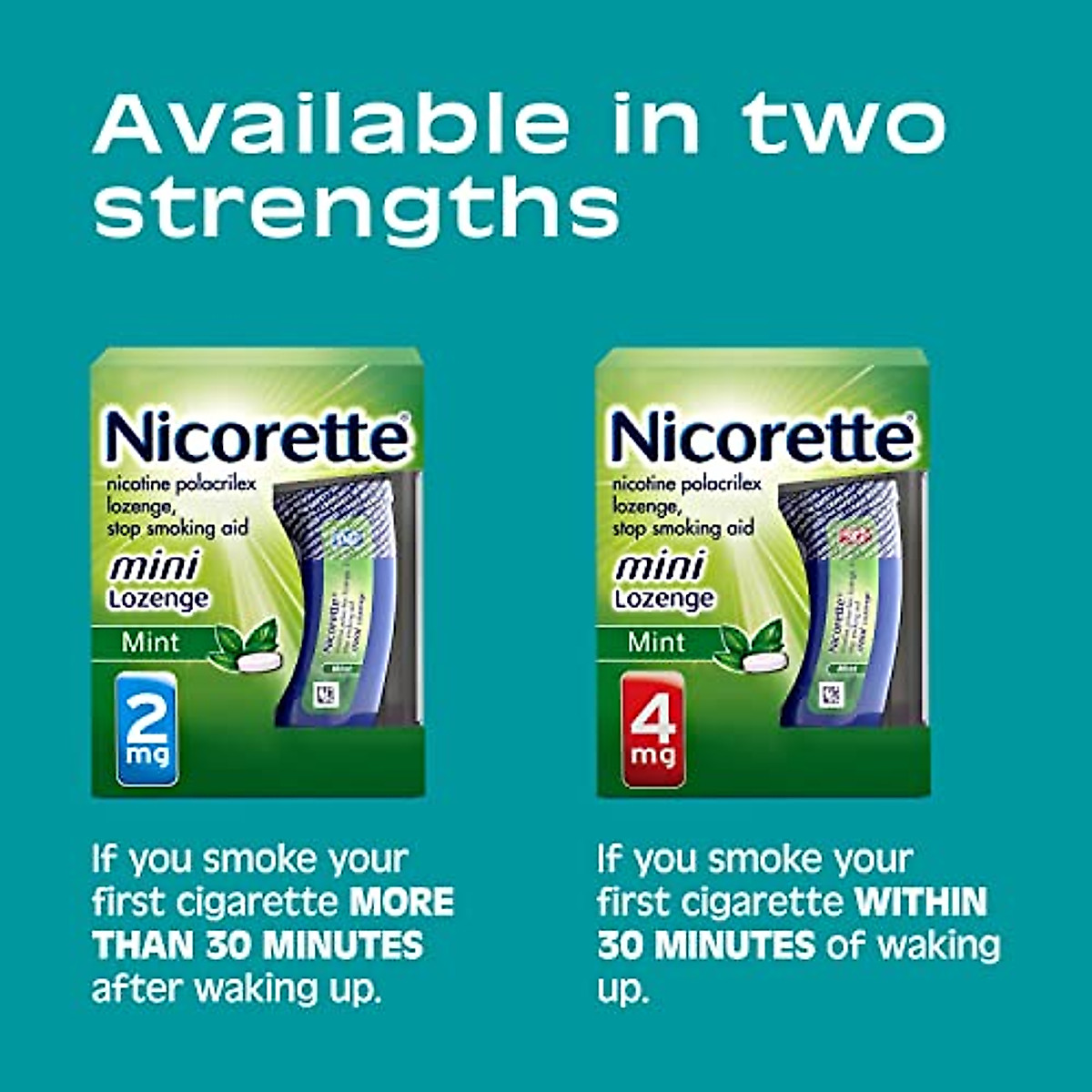 Nicorette 2 mg Mini Nicotine Lozenges to Help Quit Smoking with Behavioral Support Program, Mint Flavored, 81 Count (2 Pack)