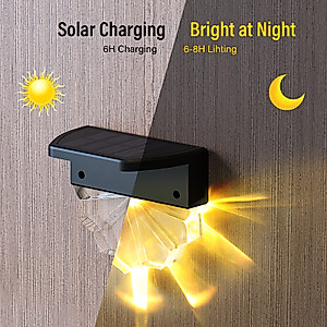 Ltteeny Solar Deck Lights Outdoor, 6 Pack Solar Step Lights Outdoor Waterproof LED Solar Fence Lights, Warm White/Color Changing, Stair Lights for Patio Stairs Yard Garden Pathway Step Fences (6 PC)