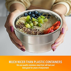 Anas 4-Pack of Round Food Containers - Stainless Steel, Locking Silicone Lids, Compact Stackable, Leak Proof, Dishwasher Safe. Great for Snacks, Lunch, Work, School, Travel, Bento Box