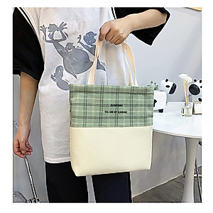 Hopecn Kawaii Plaid Backpack Combo Set 5Pcs Girls Cute Aesthetic Backpack With Canvas Crossbody Bag School Bookbag Daypack Green