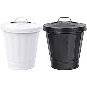 Toddmomy 2Pcs Mini Desktop Trash Can with Lid Small Waste Paper Bin Rubbish Basket Flower Holder Pot Planter Sundries Container Countertop Garbage Cans for Bathrooms Kitchens