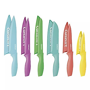 Cuisinart Knife Set, 12 Piece Ceramic Knife Set, 6 Knives and 6 Blade Guards, Lightweight, Stainless Steel, Durable & Dishwasher Safe Multicolor