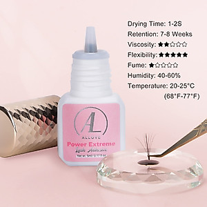 ALLOVE Eyelash Extension Glue for Lash Extensions 1-2s Drying Time Lash Extension Glue Retention up to 7-8 Weeks Power Extreme Waterproof Lash Glue for Eyelash Extensions Professional Use Only