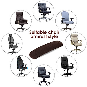 TIESOME Office Chair Arm Armrest Covers, 2Pcs Stretchable Polyester Office Chair Protector Covers Relieves Elbow Discomfort (Length-40cm) (Coffee)