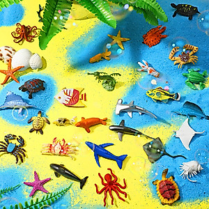 72 Packs Ocean Sea Animal Toys Safari Animals Figures Toys Small Assorted Sea Creatures Wild Land Animals Figurines Mini Realistic Plastic Bath Water Toys for Kids Party Supplies (Ocean Animals)