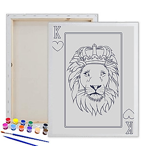 Essenburg Pre Drawn Canvas Paint Kit | Teen, Kids and Adult Sip and Paint Party | DIY Date Night Couple Activity| Canvas Boards for painting| KING & QUEEN OF HEARTS (S 8x10 CANVAS ONLY)