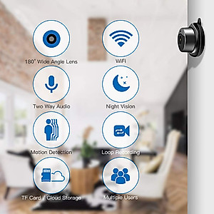 Veroyi Mini IP Camera WiFi Home Security Surveillance Nanny Camcorder with 2 Way Audio Motion Detection Night Vision