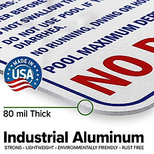 Pool Rule Sign, 12x18 Inches, 3M EGP Reflective, Rust Free .063 Aluminum, Fade Resistant, Made in USA by My Sign Center