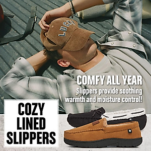 Lucky Brand Mens Faux Wool A-Line Slippers with Memory Foam