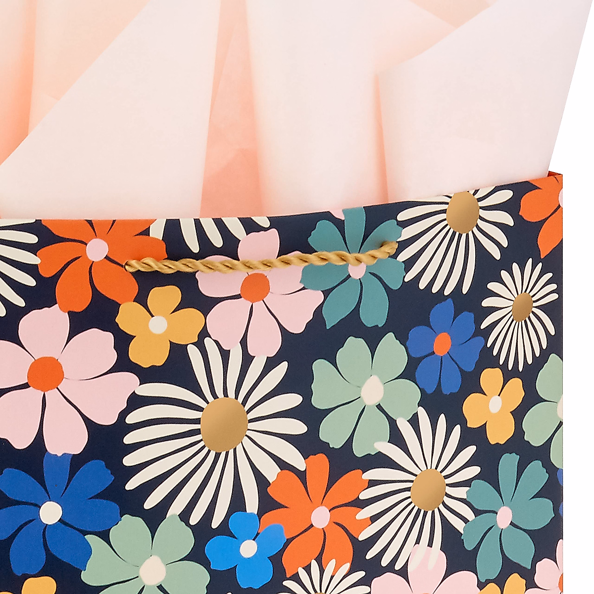 Hallmark 13" Large Gift Bag with Birthday Card and Tissue Paper for Women (Modern Flowers, Pink, Sage, Blue, Black, Yellow) for Mom, Daughter, Sister, Girlfriend, Aunt, Nana